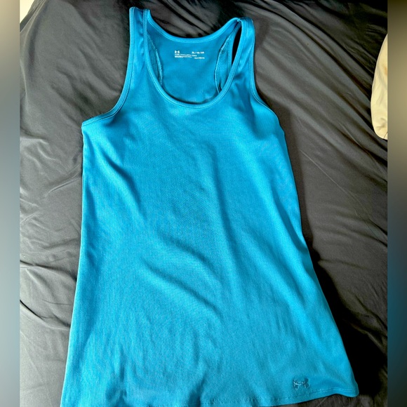 Under Armour | Tops | Under Armour Heat Gear Light Blue Ribbed Tank Top ...